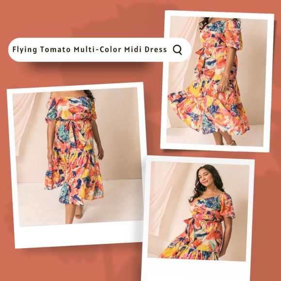 Flying Tomato | Dresses | Flying Tomato Color Splash Summer Midi Off ...